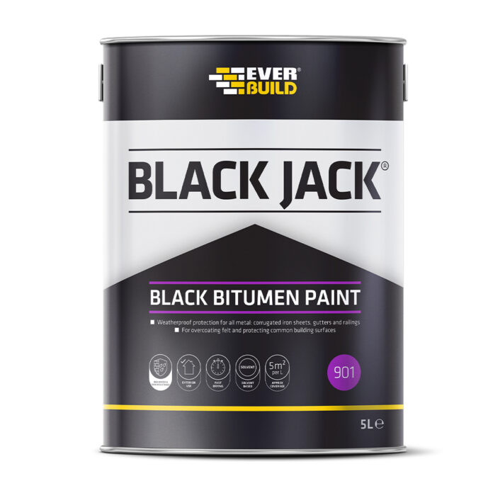 Everbuild Black Jack 901 Black Bitumen Paint – 5 Litre - ERoofing