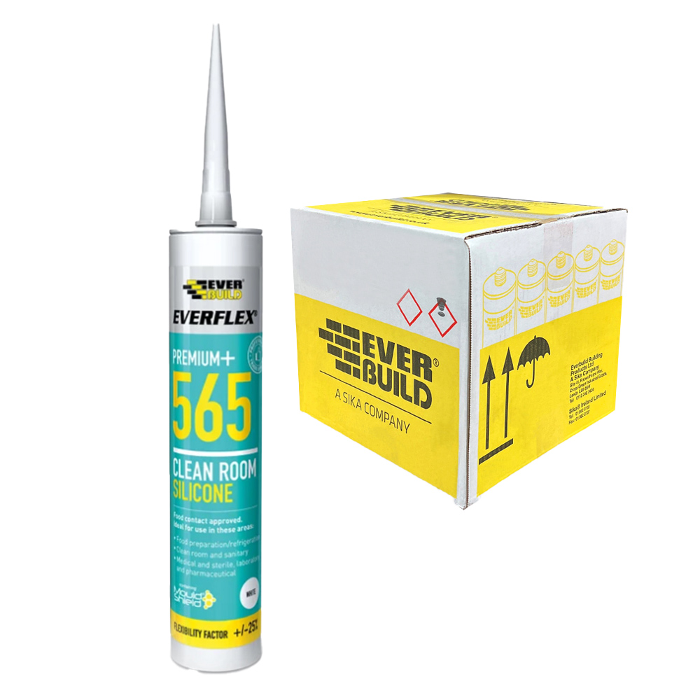 Everbuild Everflex Premium+ 565 Clean Room Silicone, White – 295ml (Box ...