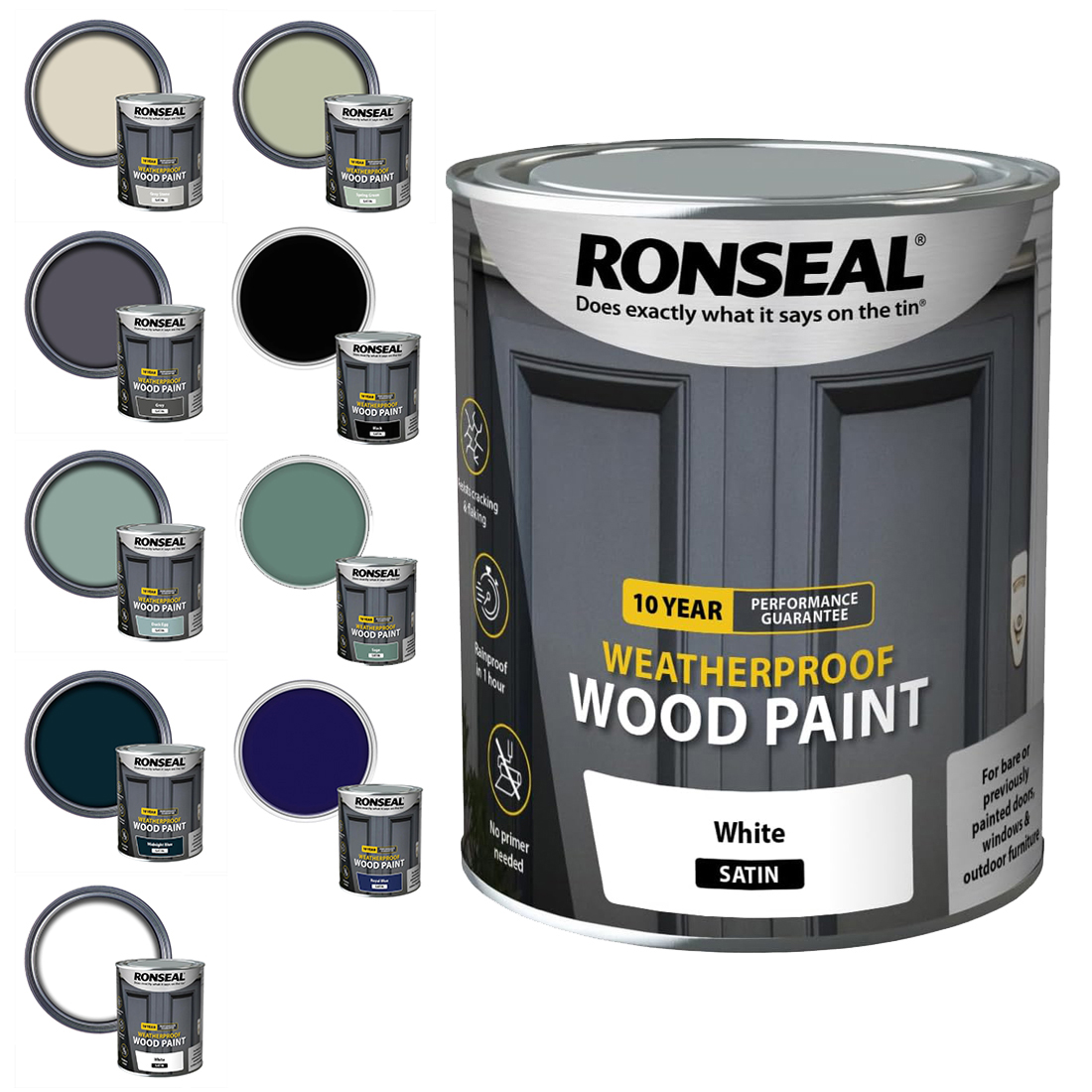 Ronseal 10 Year Weatherproof Wood Paint (2 in 1 Formula) - Satin 2.5L ...