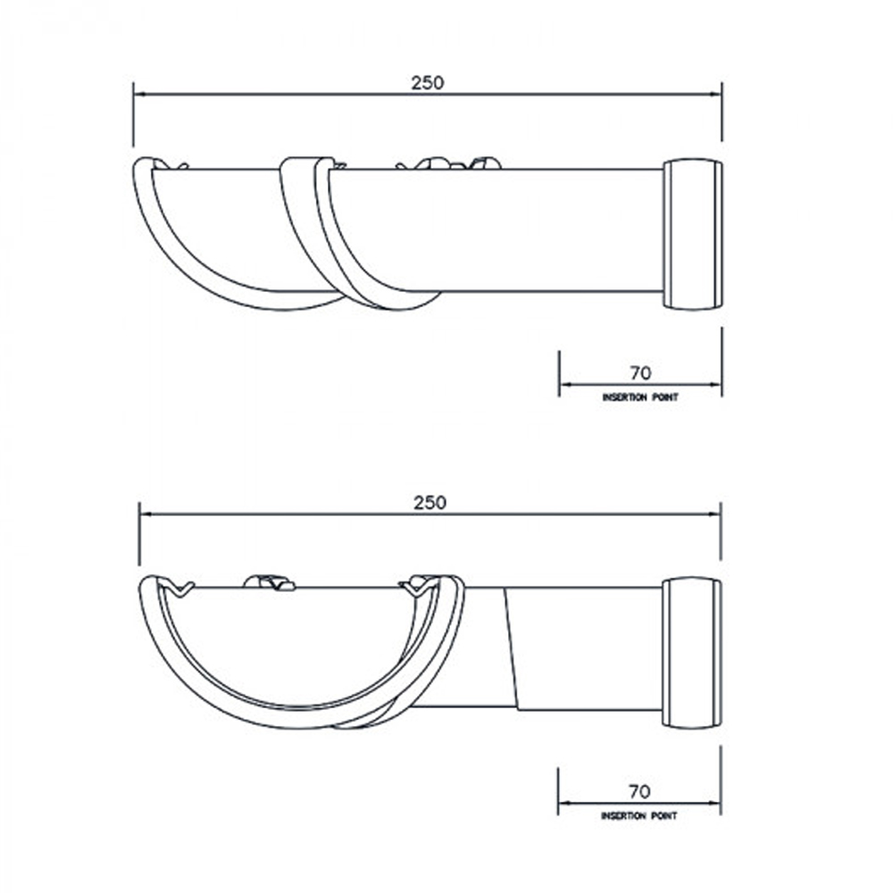 FloPlast Black Half Round Adjustable Angle - 50° to 156° - ERoofing