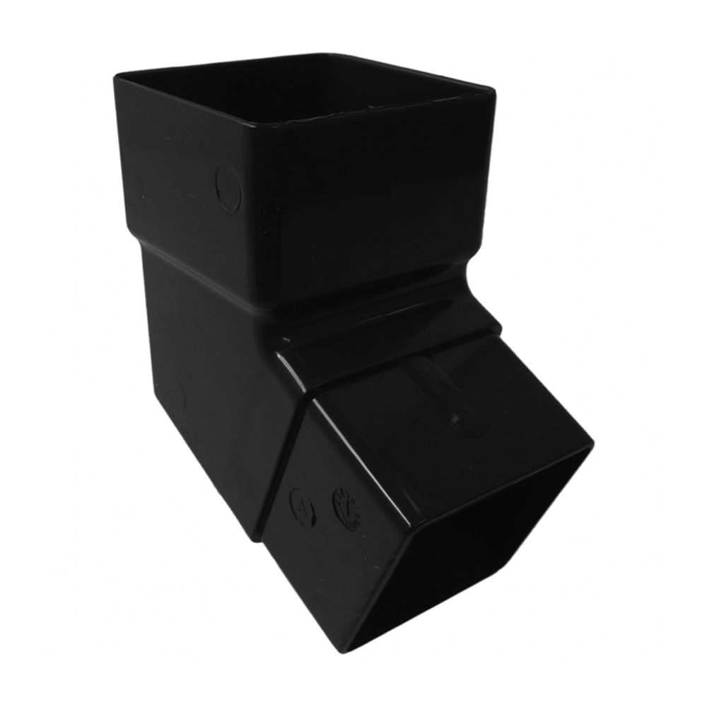 FreeFlow Square Gutter Drain Pipe 112° Offset Bend - Black - ERoofing
