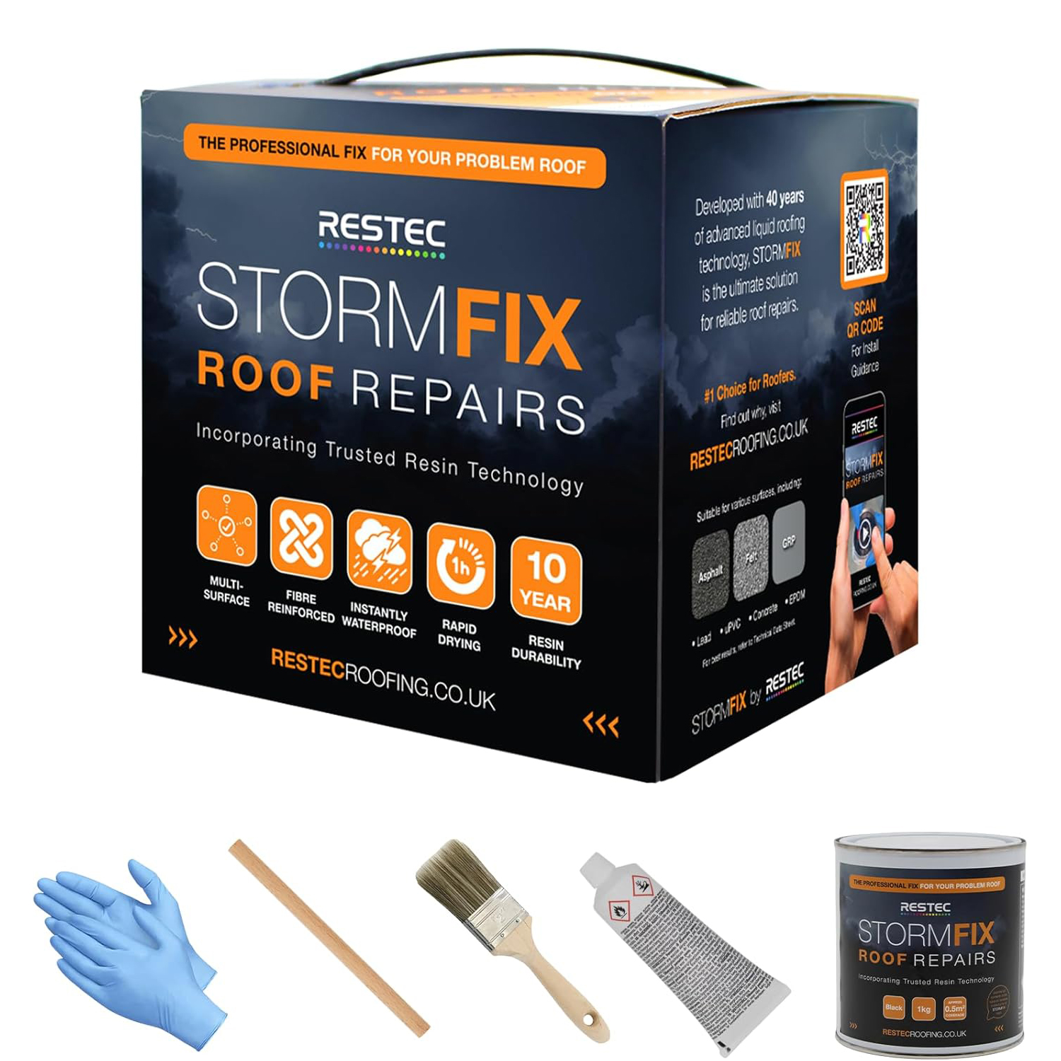 RESTEC StormFix Roof Repair Kit | Fast Waterproof Flat Roof Leak Repair